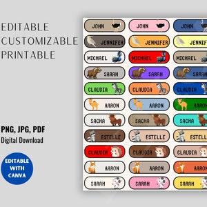 Farm Animal School Supply Labels Editable Printable / Daycare Labels ...