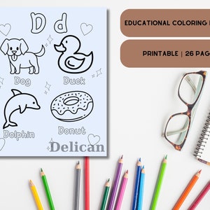 Printable Educational ABC Alphabet Coloring Pages for Kids / 26 ...