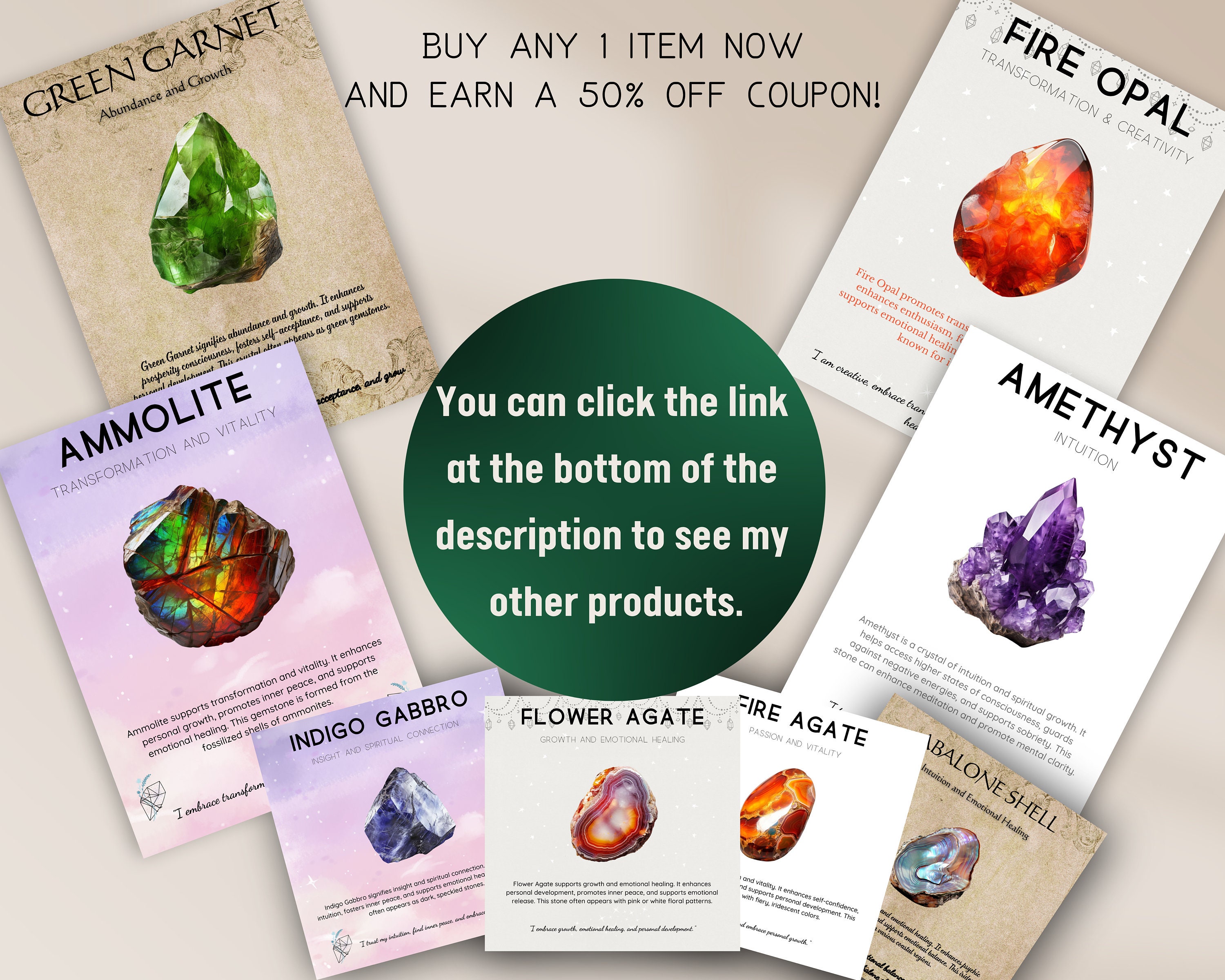 Vintage- 300 Printable Crystal Meaning Cards / Crystal Information ...