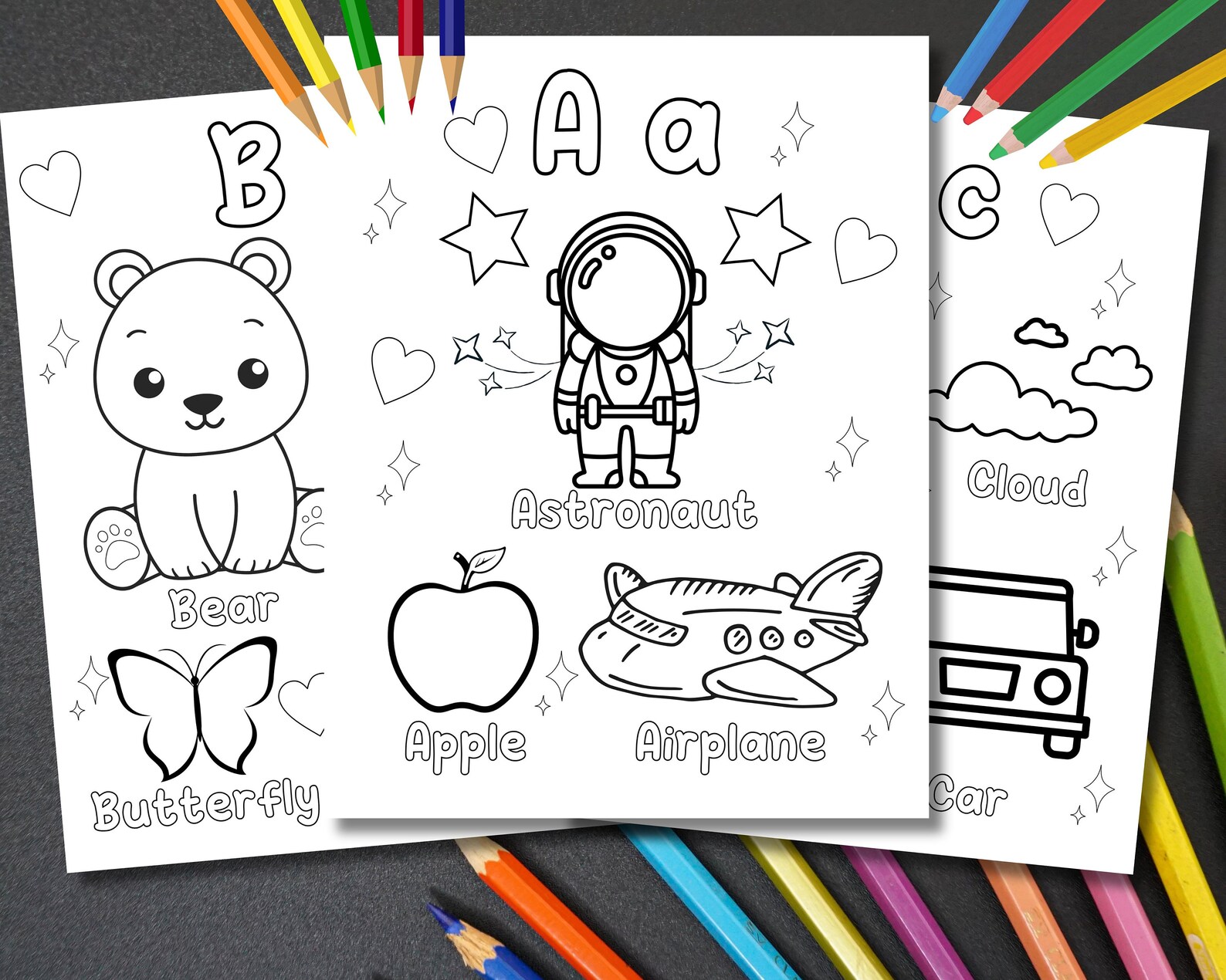Printable Educational ABC Alphabet Coloring Pages for Kids / 26 ...