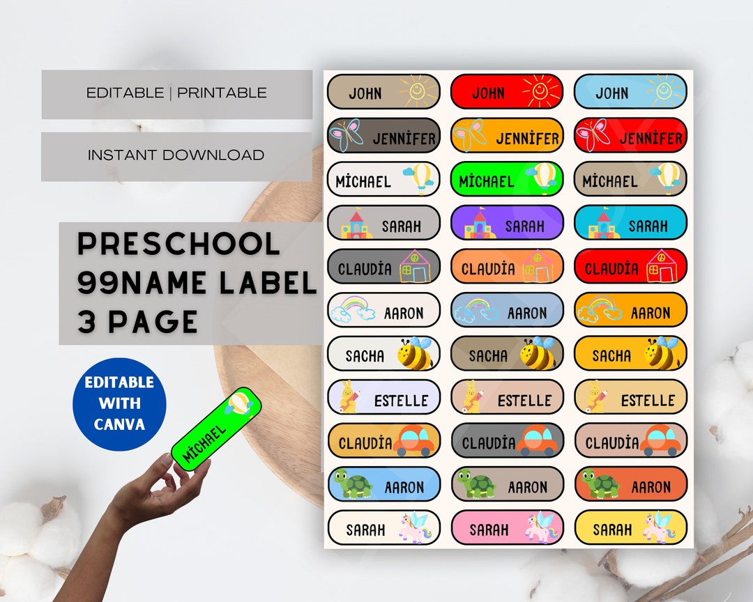 Editable Printable Preschool School Supply Labels / Daycare Labels ...