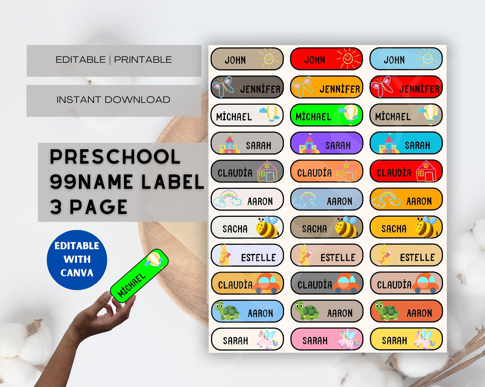 Editable Printable Preschool School Supply Labels / Daycare Labels ...