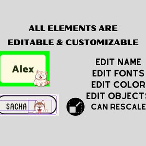 Cute Animal School Supply Labels, Editable Name Tag (digital Download ...