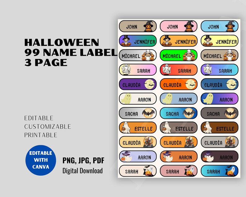 Editable Printable Halloween Theme School Supply Labels / Daycare ...