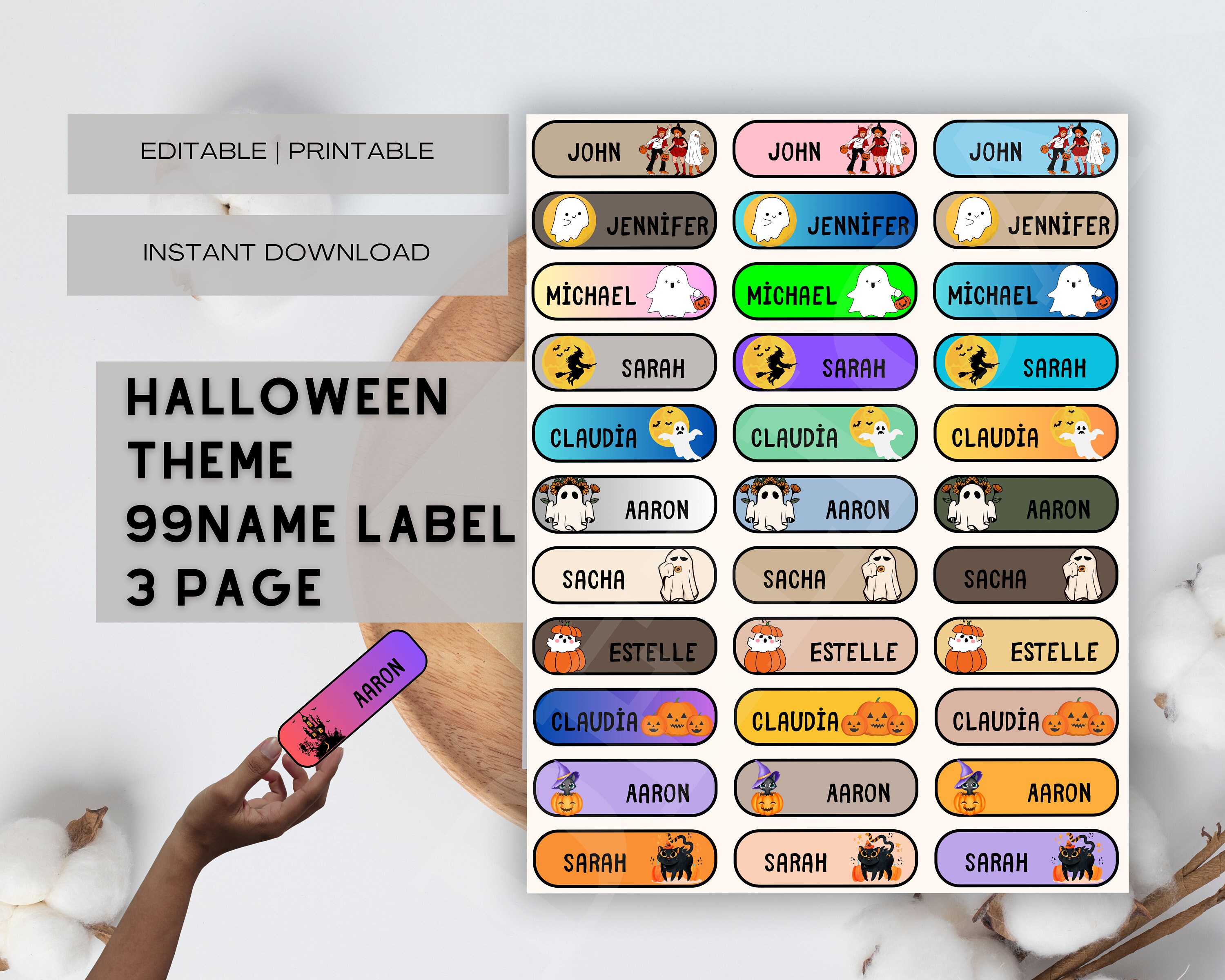 Editable Printable Halloween Theme School Supply Labels / Daycare ...