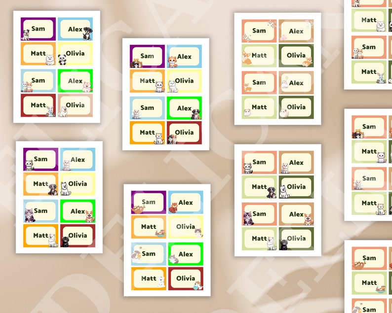 Cute Animal School Supply Labels, Editable Name Tag (digital Download ...