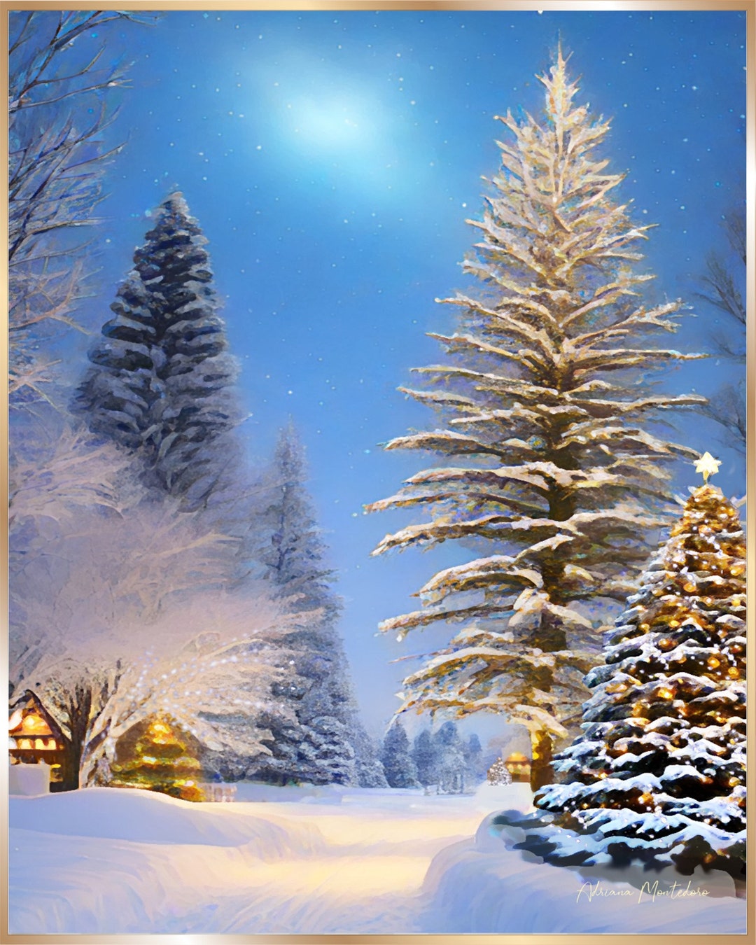 PEACEFUL NIGHT Christmas Print, Christmas Wall Art, Holiday Art ...