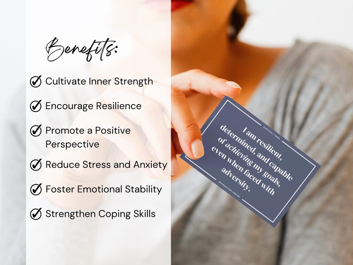 100 Difficult Times Affirmation Cards Printable - Motivational Gift ...
