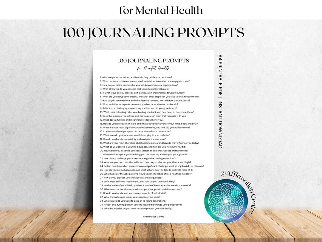 100 Mental Health Journal Prompts - Mental Wellness Prompts - Mental ...