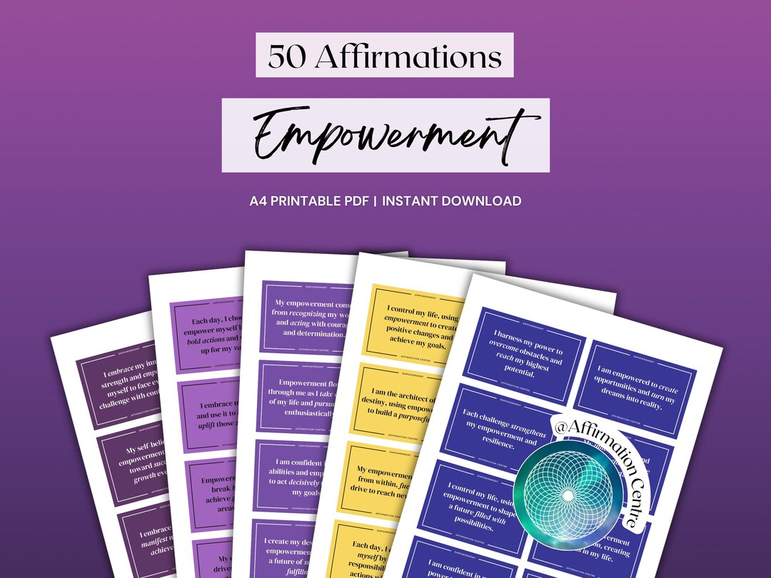 50 Empowerment Affirmation Cards Printable - Emotional Resilience ...