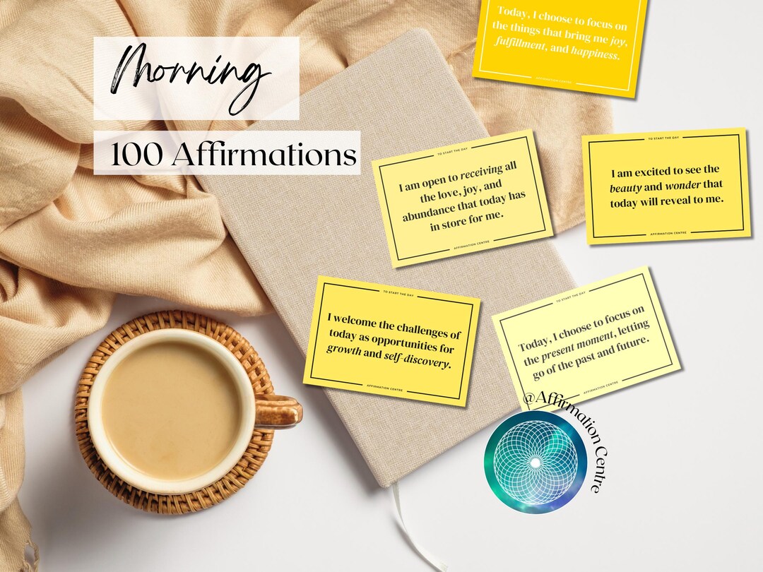 100 Morning Affirmation Cards Printable - Daily Positive Mindset ...