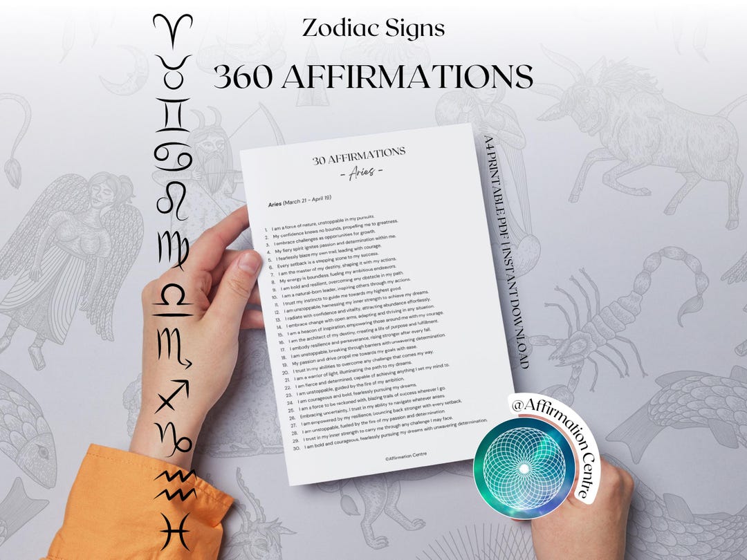 360 Zodiac Signs Affirmations - Printable Astrology Positive Mantras ...