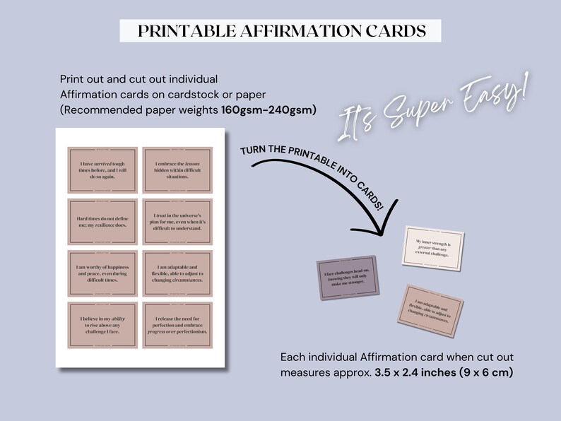 100 Difficult Times Affirmation Cards Printable - Motivational Gift ...