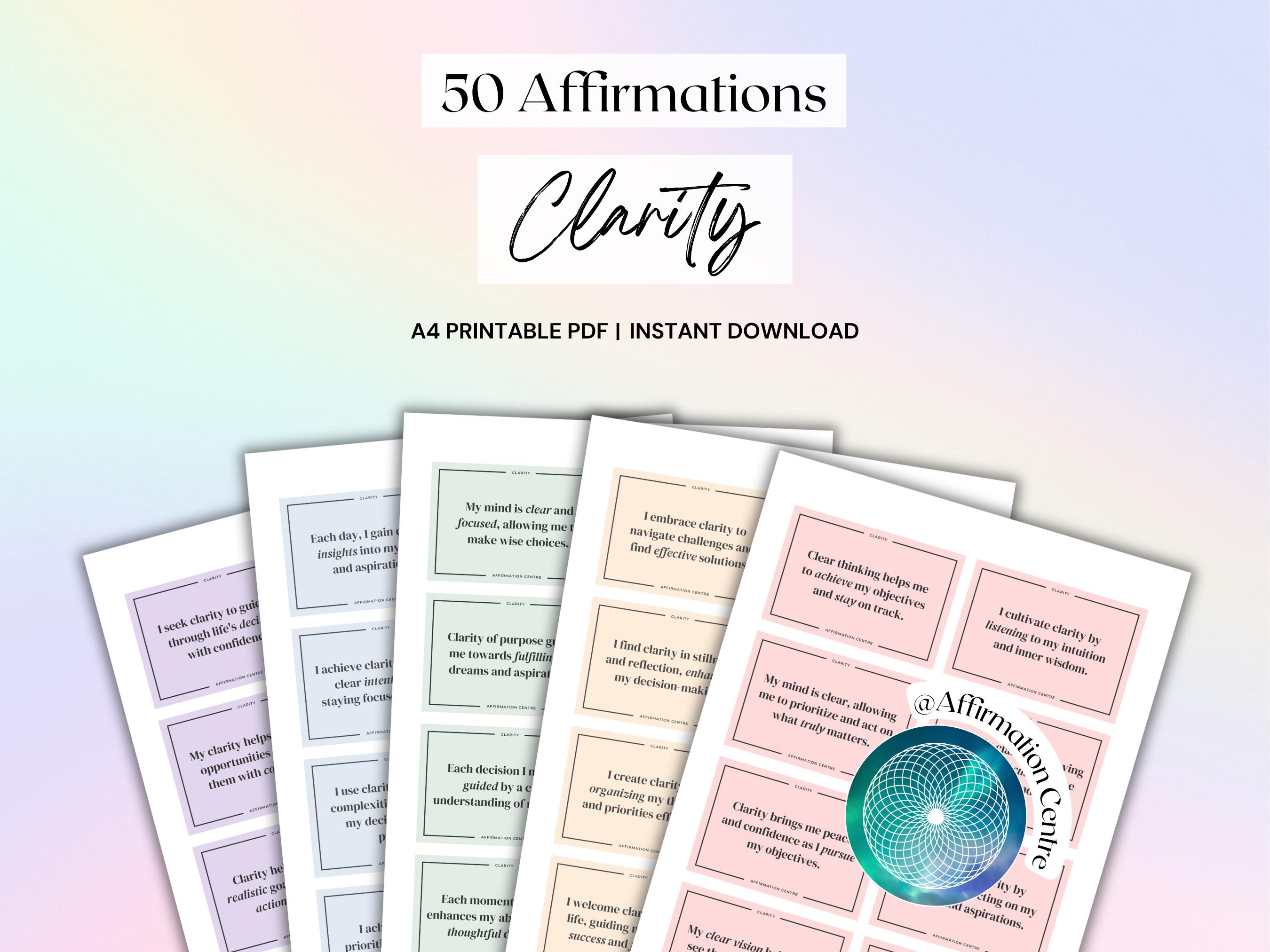 50 Clarity Affirmation Cards Printable - Core Values - Values ...
