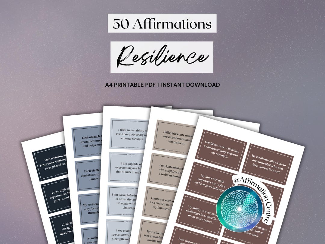 50 Mental Resilience Affirmation Cards Printable - Emotional Strength ...