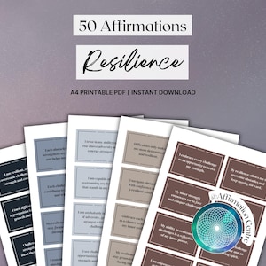 50 Mental Resilience Affirmation Cards Printable - Emotional Strength ...