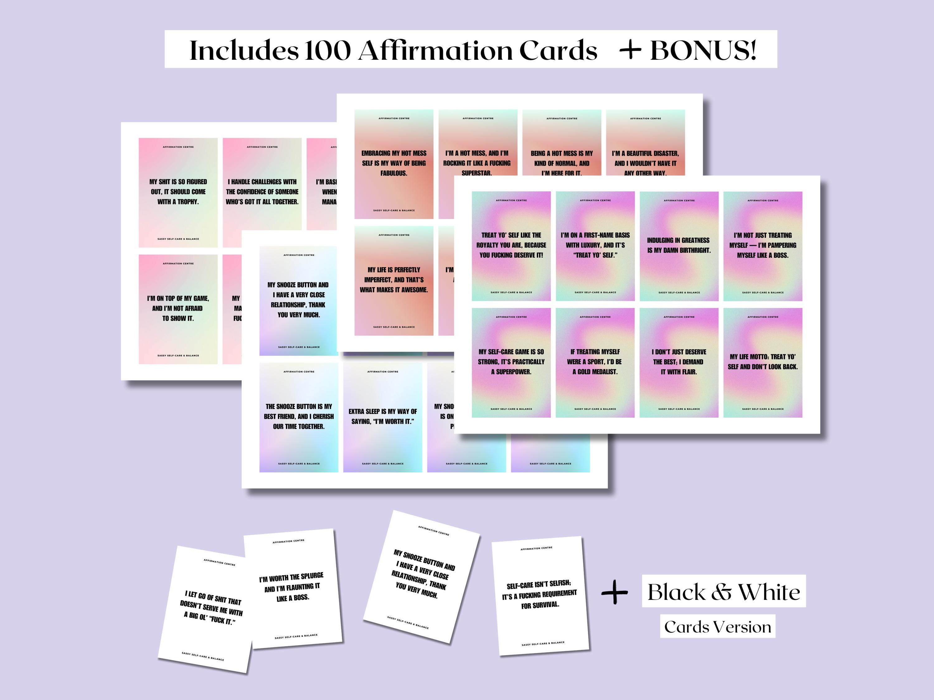 100 Sweary Affirmation Cards Printable - Badass, Sassy Affirmations ...