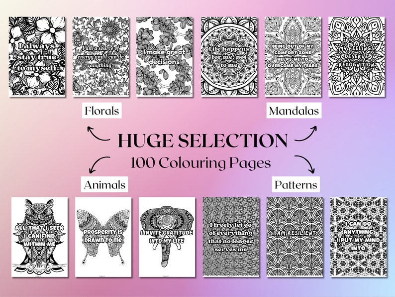 100 Affirmation Coloring Pages for Adults Printable - Self-love ...