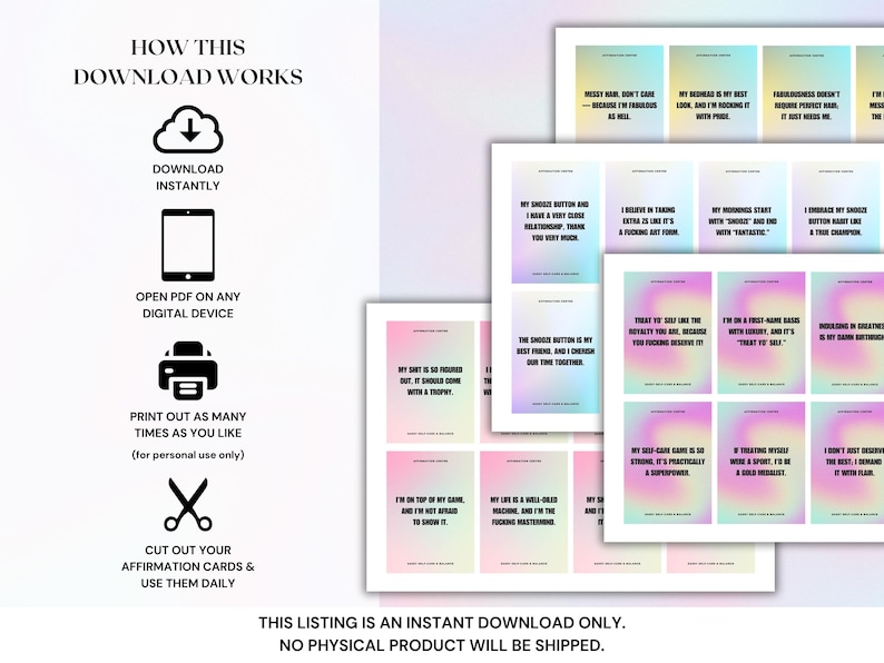 100 Sweary Affirmation Cards Printable - Badass, Sassy Affirmations ...