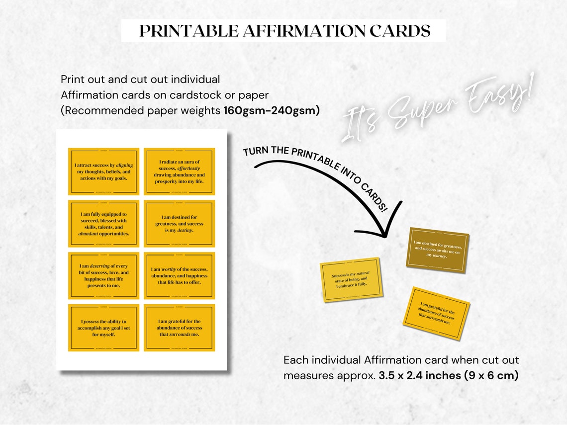 100 Success Affirmation Cards Printable - Success Manifestation ...