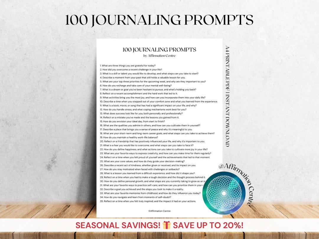 100 Journal Prompts for Beginners - Printable Journal Pages - Digital ...