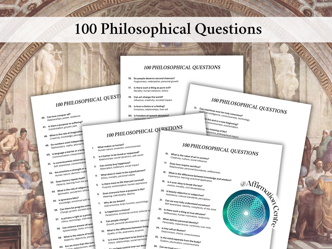 100 Philosophical Questions - Daily Philosophy Socrates Marcus Aurelius ...