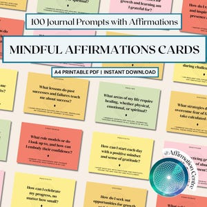 100 Journal Prompt Cards - Printable Reflection Cards - Mindful ...