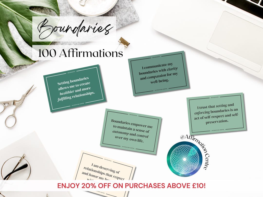 100 Boundary Setting Phrases Affirmation Cards Boundaries Statements ...