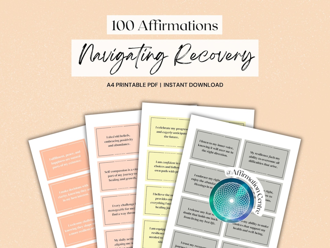 100 Addiction Recovery Affirmation Cards Printable -substance Abuse ...
