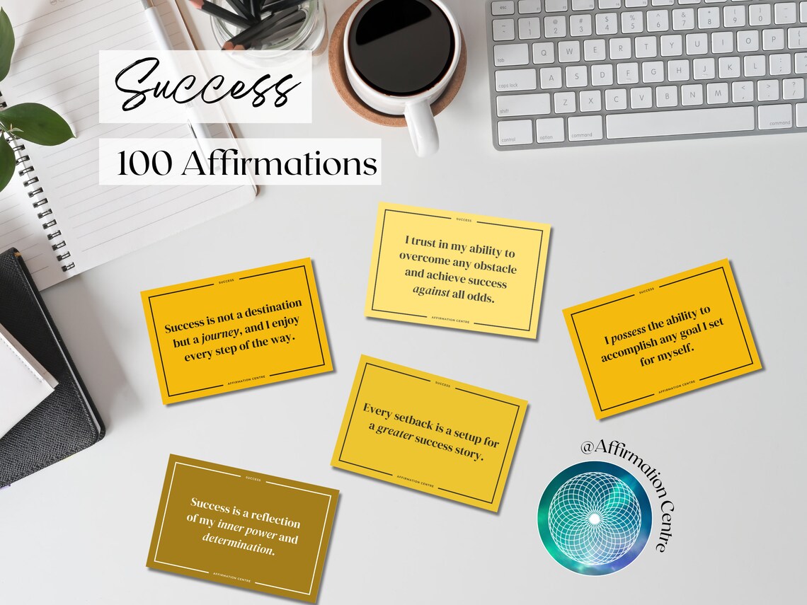 100 Success Affirmation Cards Printable Mindset Mastery Manifest ...