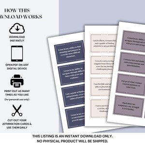 100 Difficult Times Affirmation Cards Printable - Motivational Gift ...
