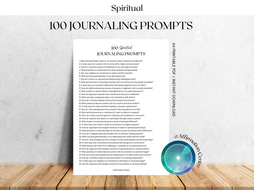 100 Spiritual Journal Prompts - Awakening Journal- Spiritual Reflection ...