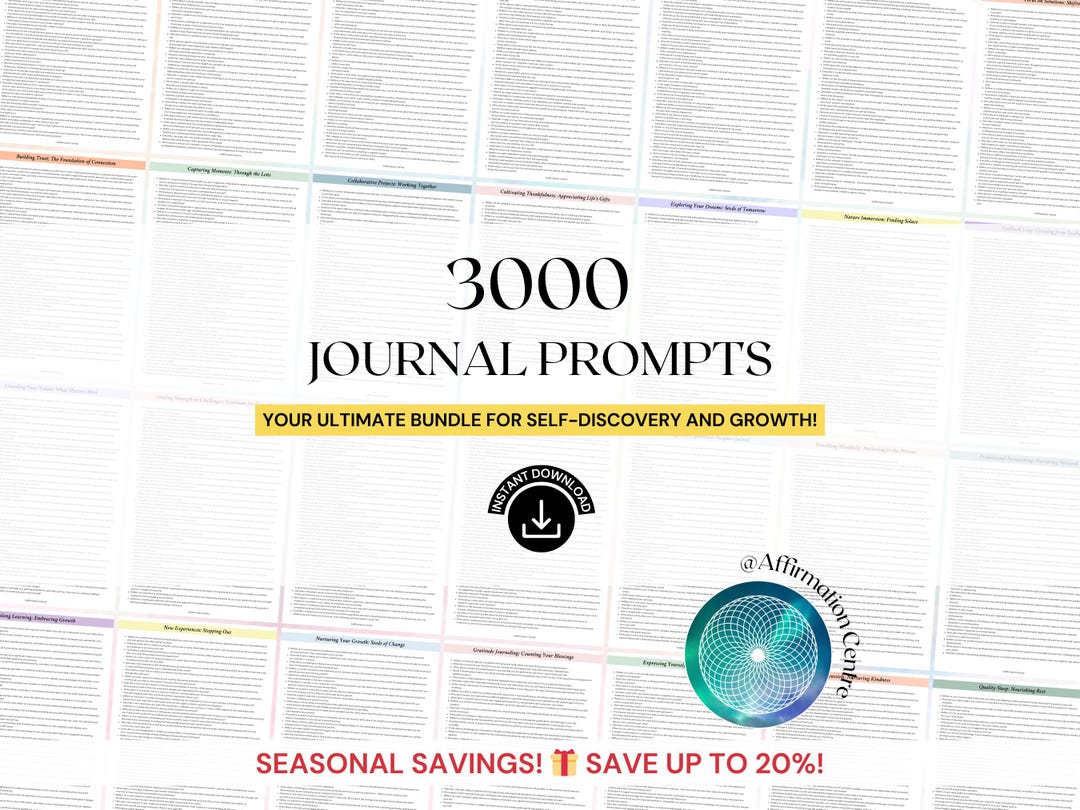 3000 Journal Prompts - Printable Journal Pages - Digital Writing ...