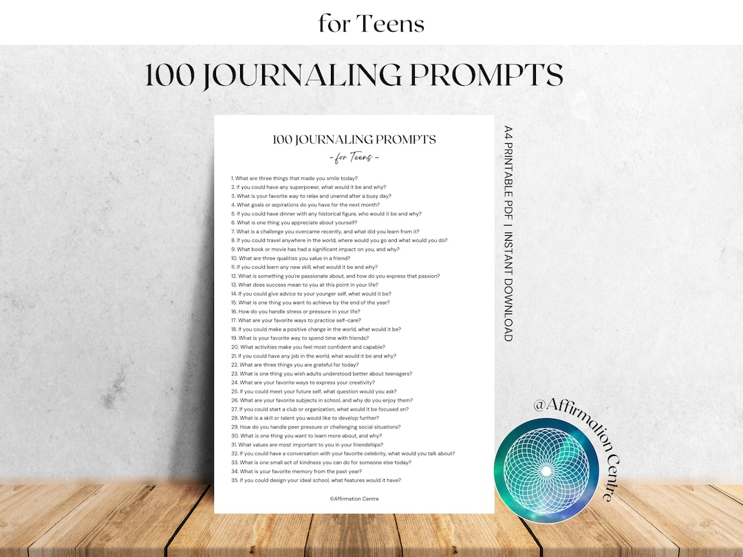 100 Teens Journal Prompts - Teen Mental Wellness - Self-care for Teens ...