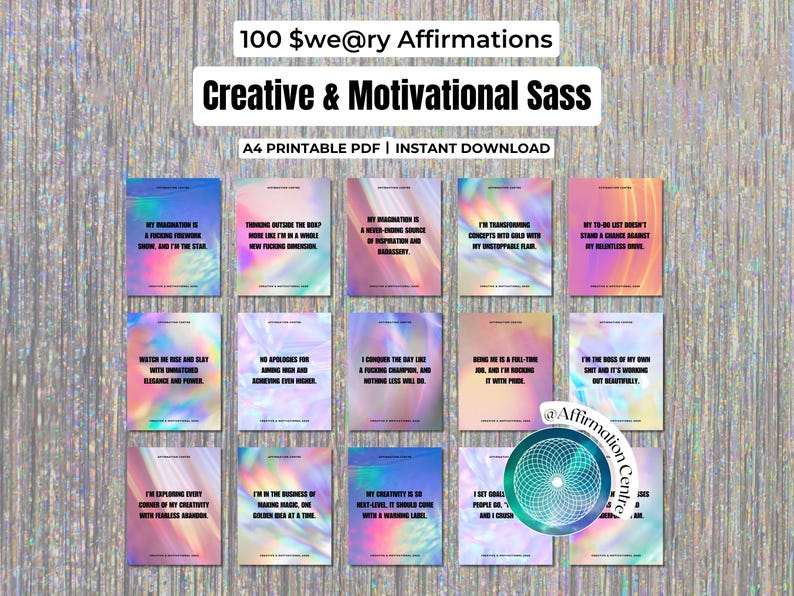 100 Sweary Affirmation Cards Printable - Badass, Sassy Affirmations ...