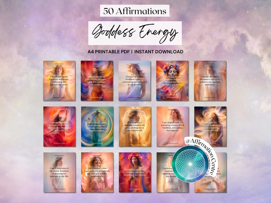 50 Goddess Energy Affirmation Cards Printable - Sacred Feminine ...