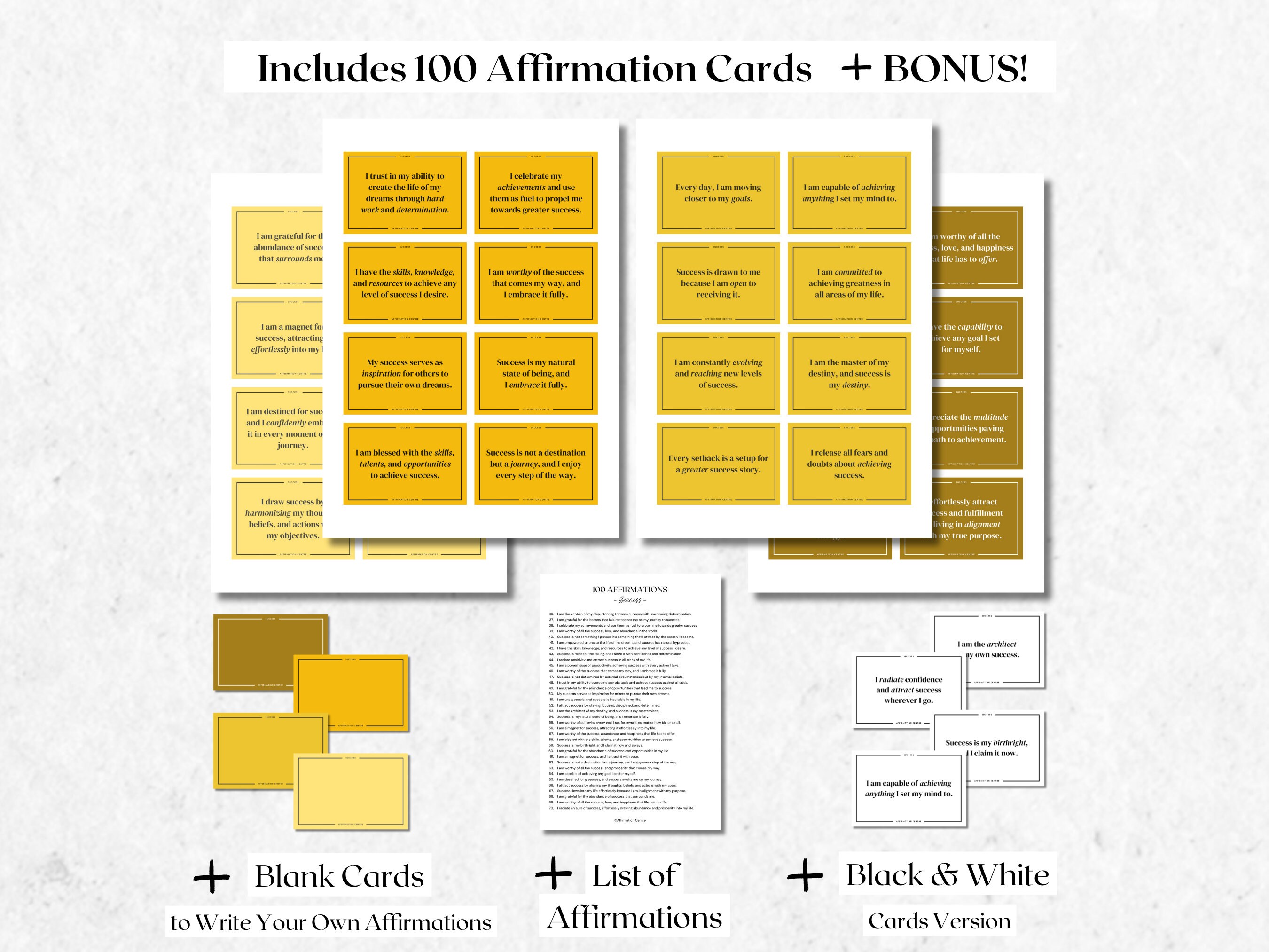 100 Success Affirmation Cards Printable Mindset Mastery Manifest ...