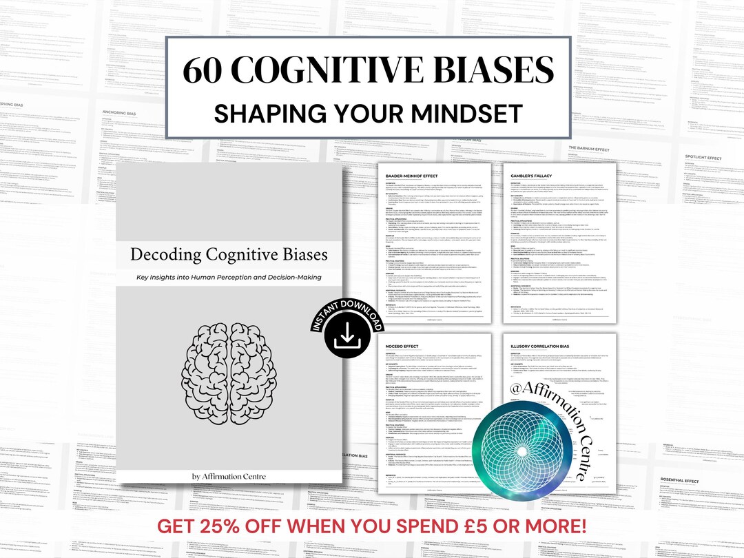 60 Cognitive Biases Worksheets Cognitive Distortion Handout Cognitive ...