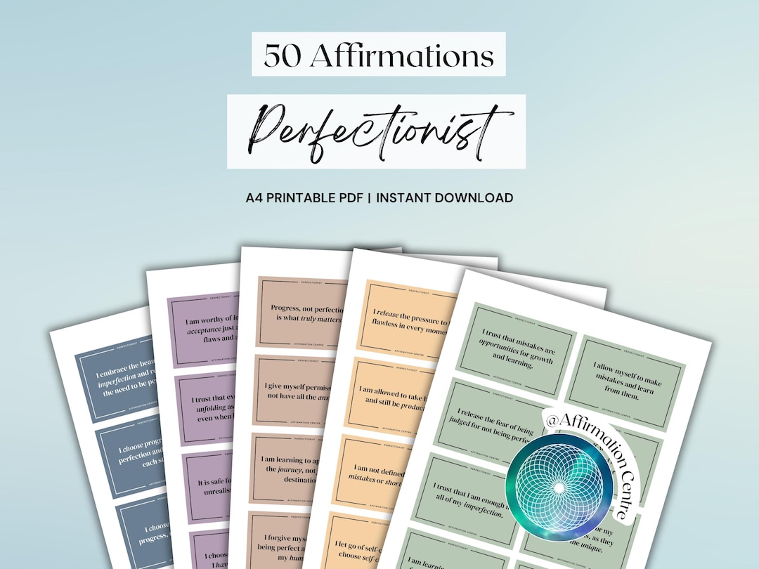 50 Perfectionist Affirmation Cards Printable - Overcoming Perfection ...