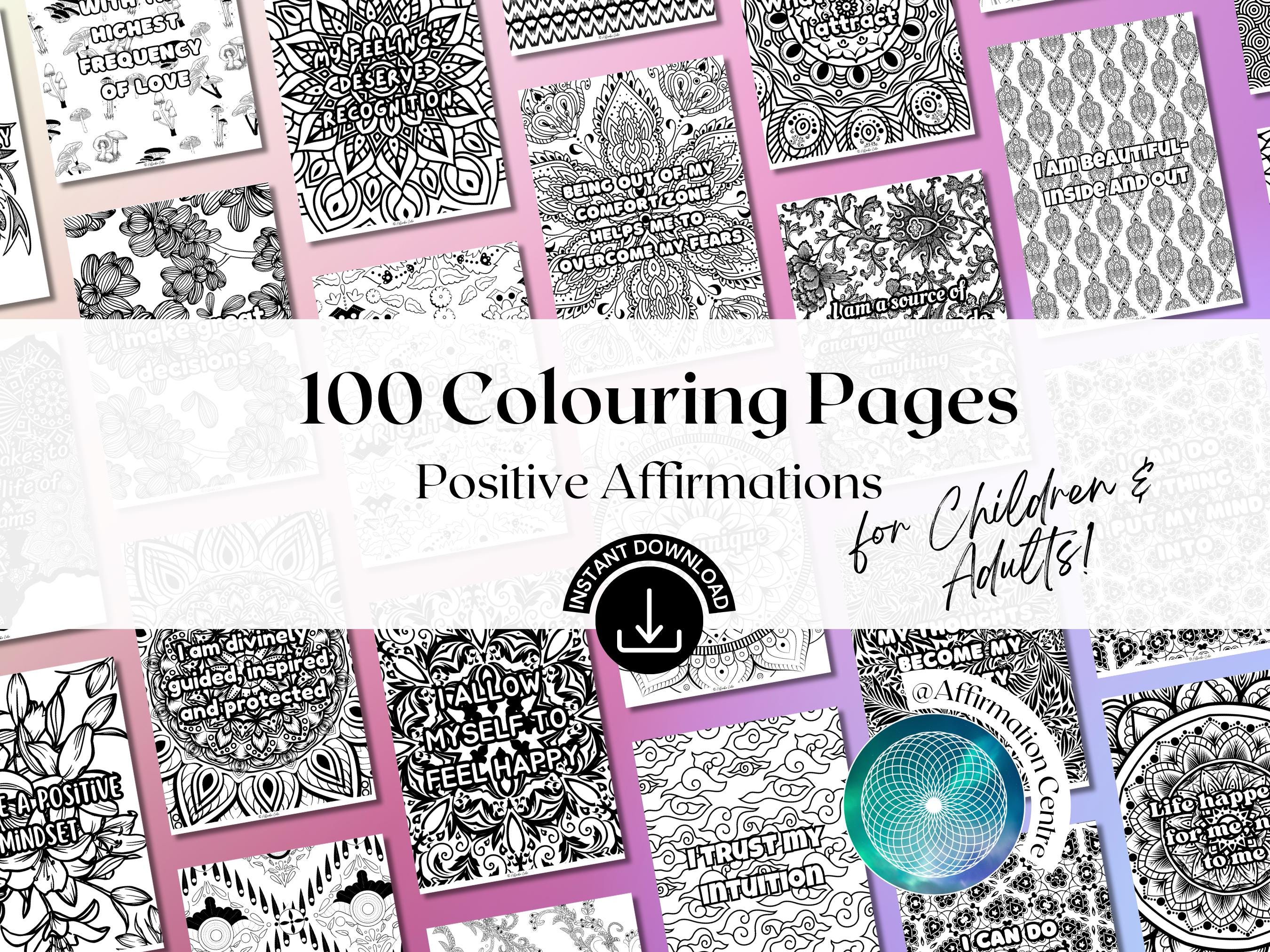 100 Affirmation Coloring Pages for Adults Printable - Self-love ...