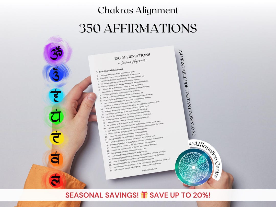 350 Chakras Alignment Affirmations List - Chakra Balancing Instant ...
