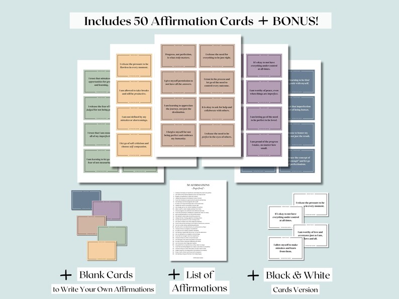 50 Perfectionist Affirmation Cards Printable - Overcoming Perfection ...