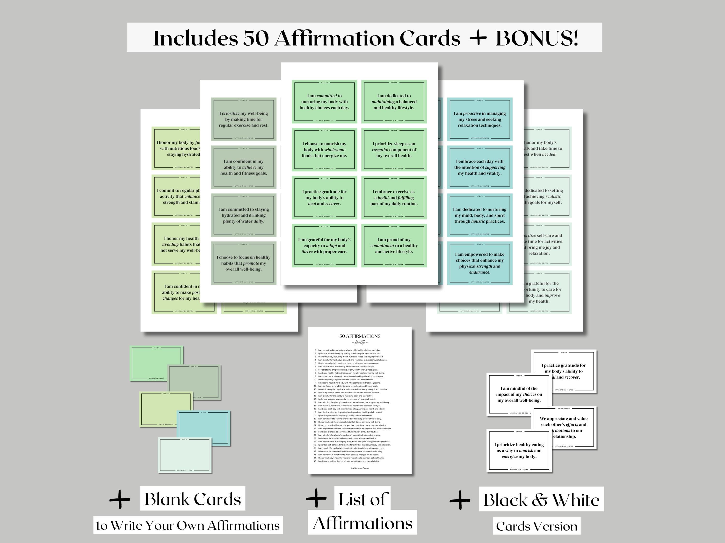 50 Health Affirmation Cards Printable - Holistic Health - Healing ...