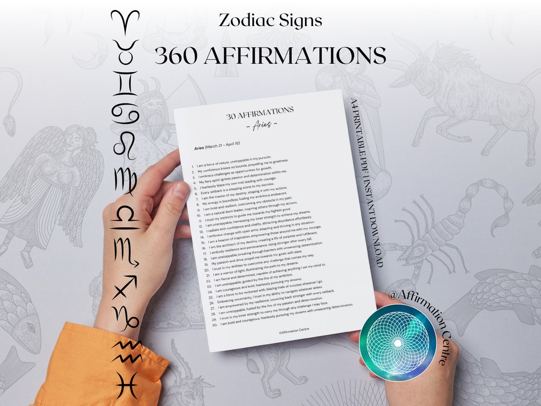 360 Zodiac Signs Affirmations List Astrology Printable Positive ...