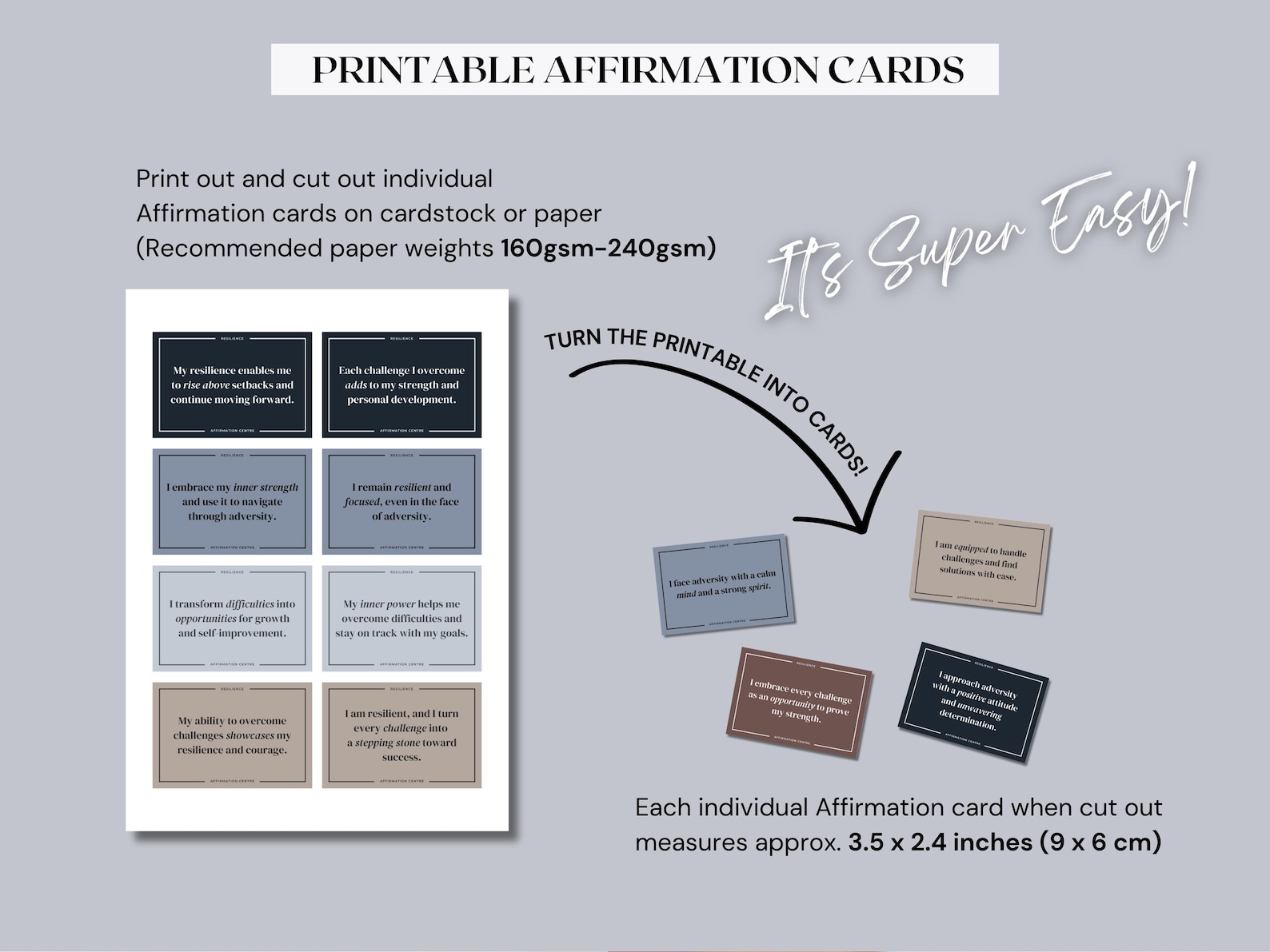 50 Mental Resilience Affirmation Cards Printable - Emotional Strength ...