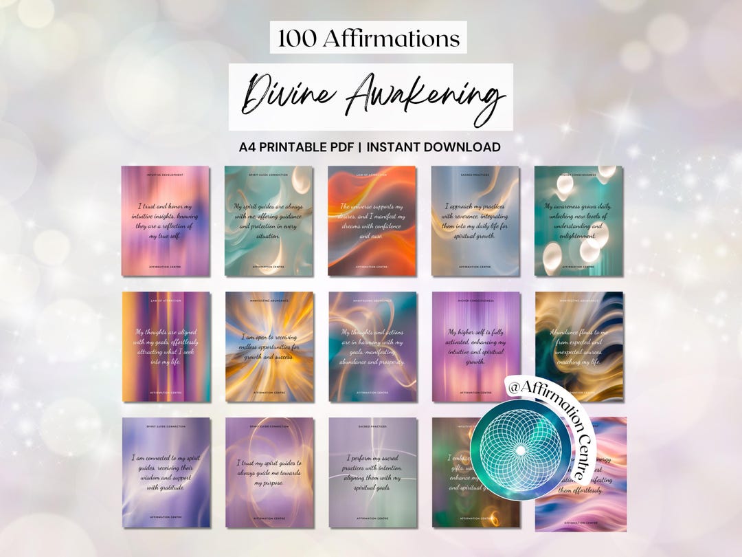 100 Divine Awakening Affirmation Cards Printable - Spirituality ...