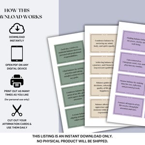 50 Balance Affirmation Cards, Emotional Regulation Wheel of Life ...