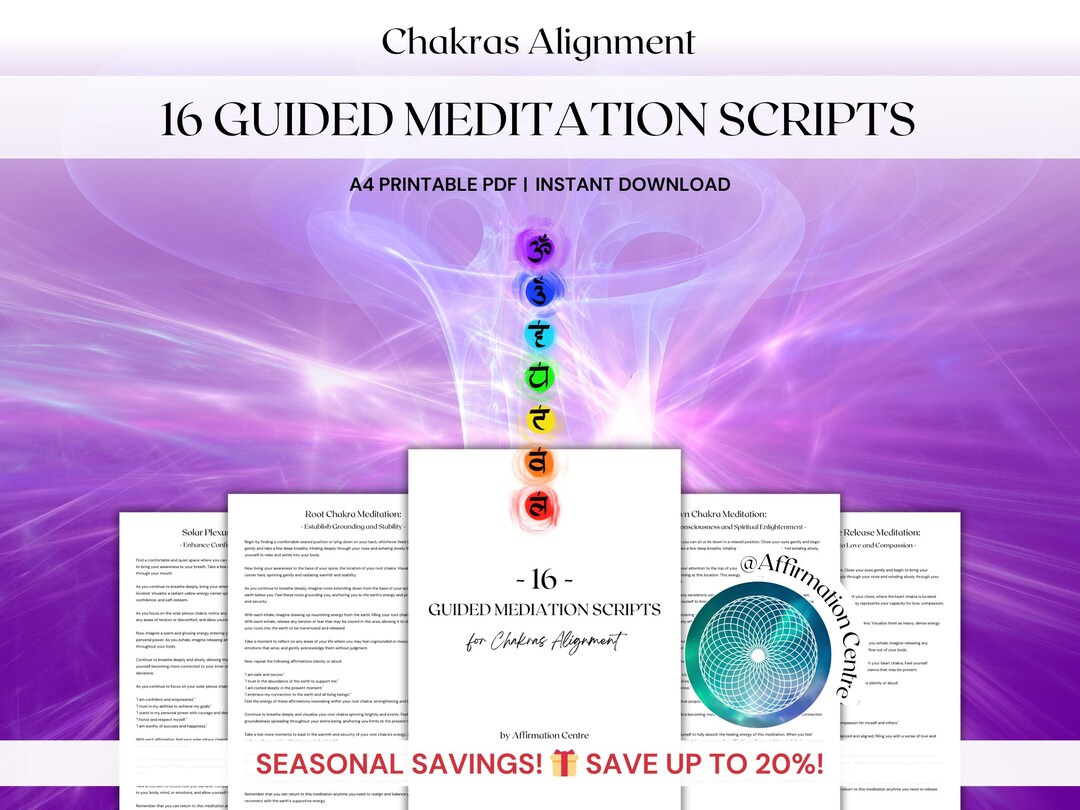 16 Chakra Alignment Guided Meditation Scripts Chakra Balancing ...