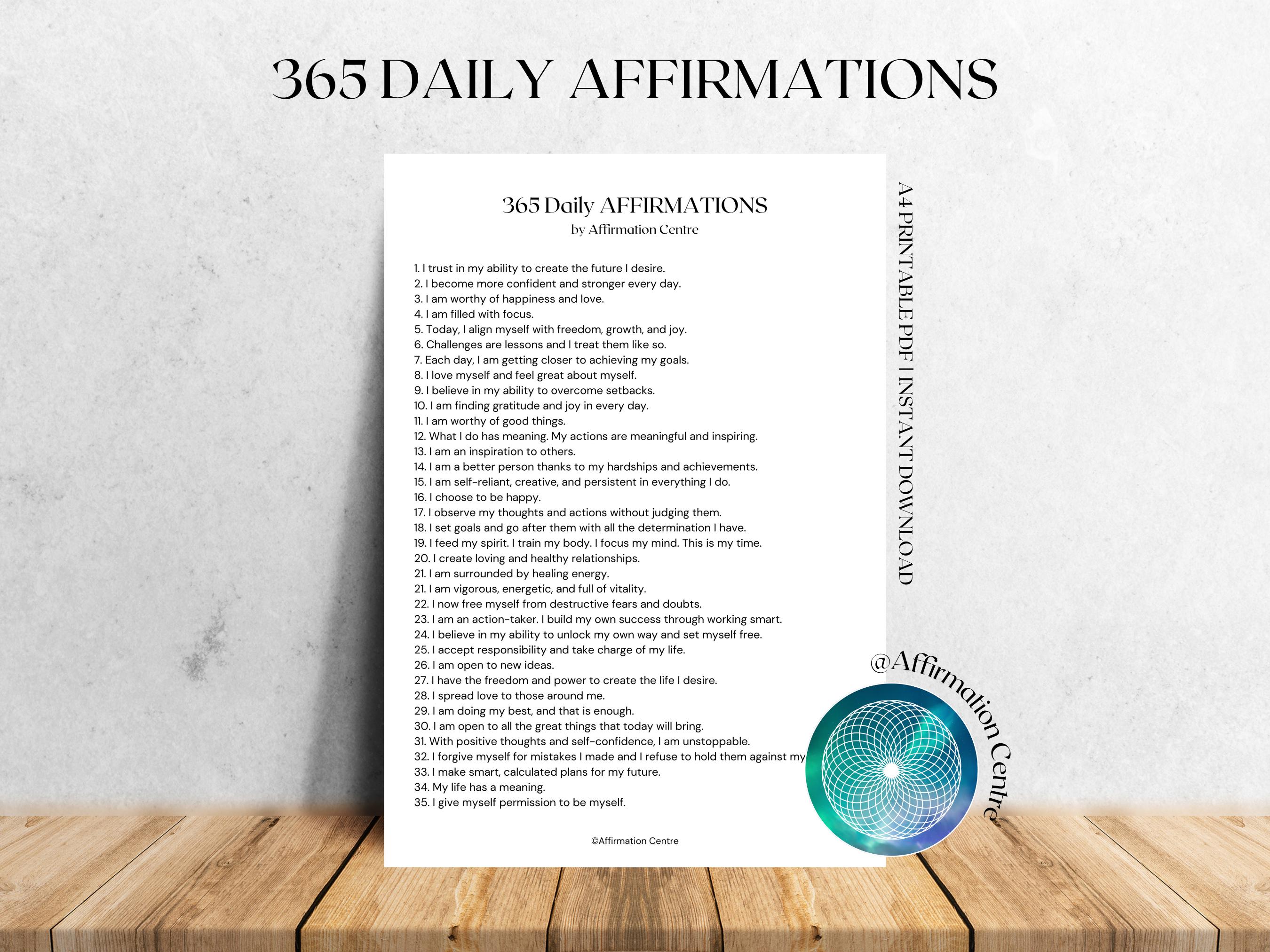 365 Daily Affirmations - Daily Positive Affirmation Cards - Self-love ...