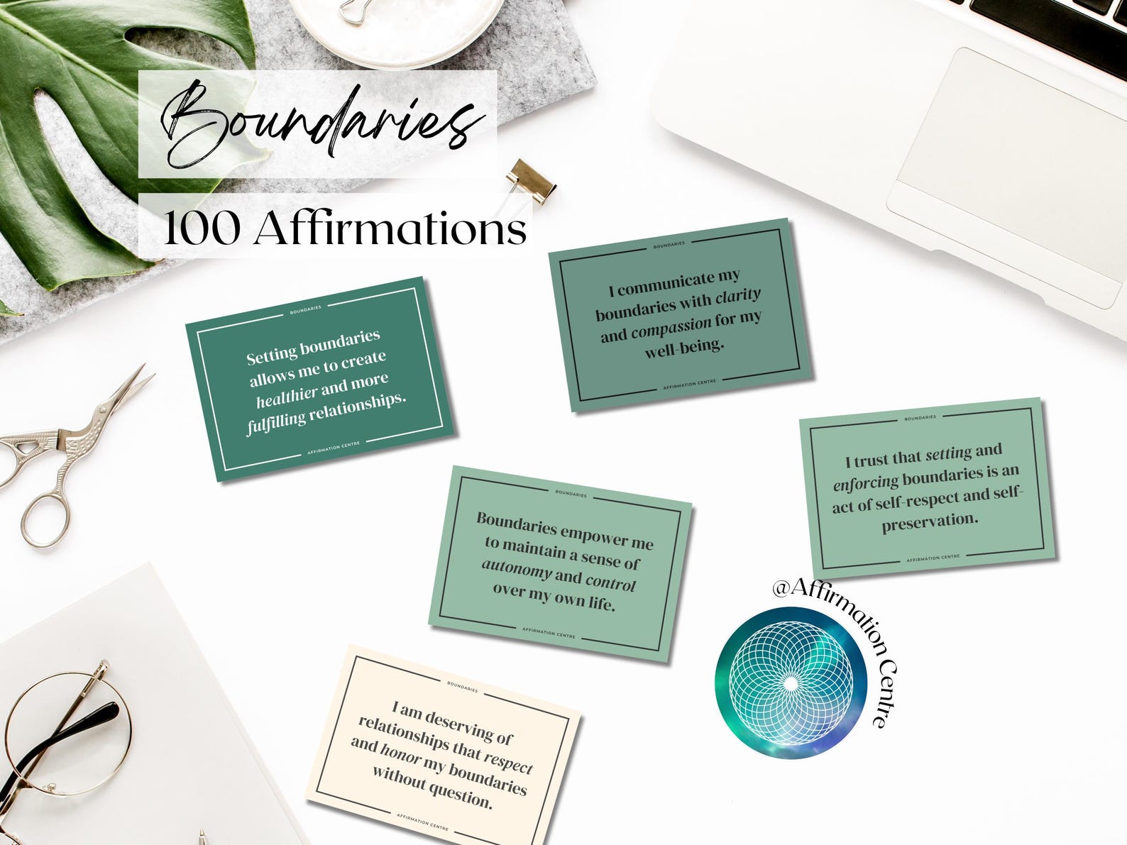 100 Personal Boundaries Affirmation Cards Printable - Boundary Setting ...